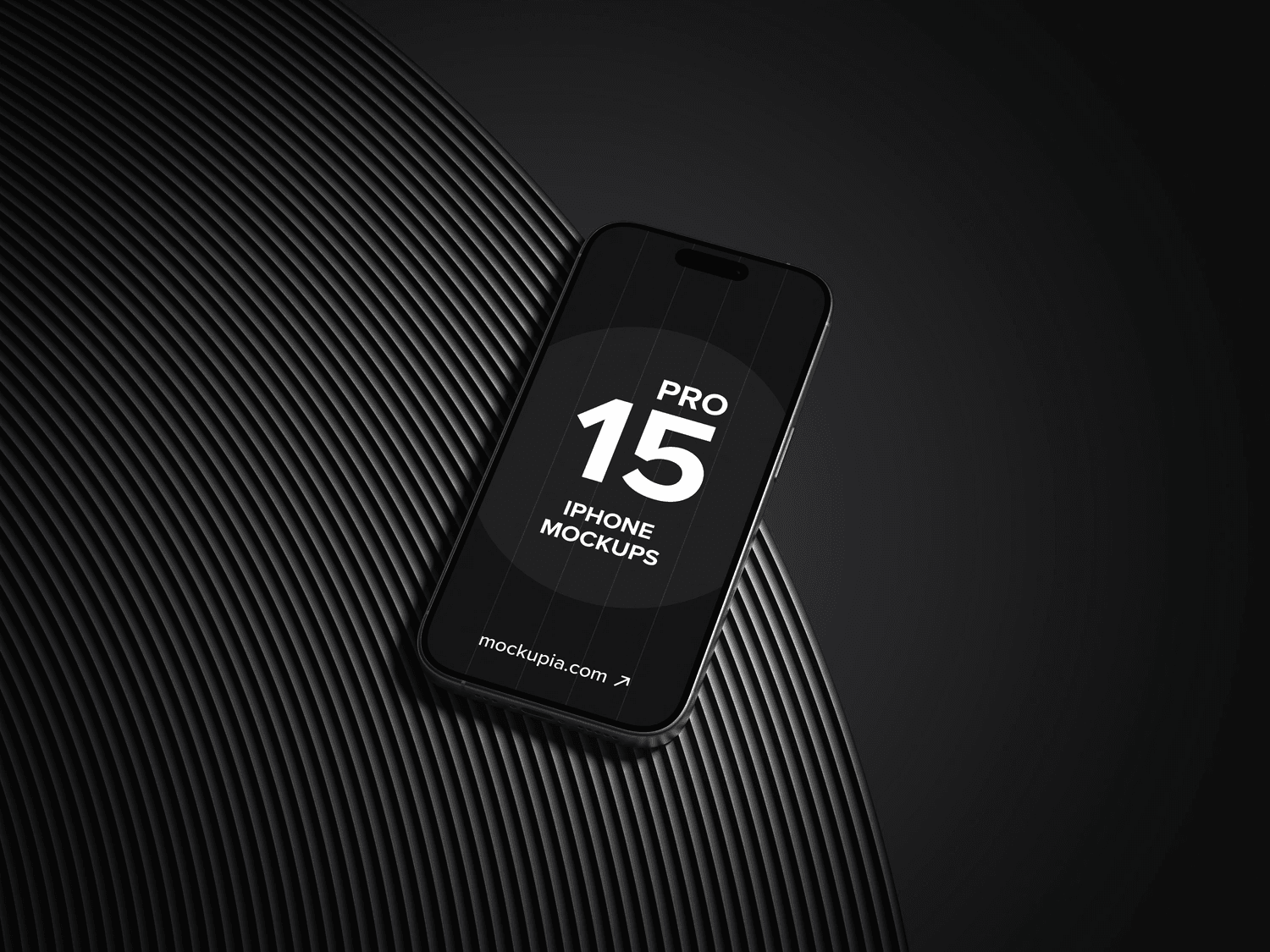 Dowwnload iPhone 15 Pro Mockup - Top View - Mockupia
