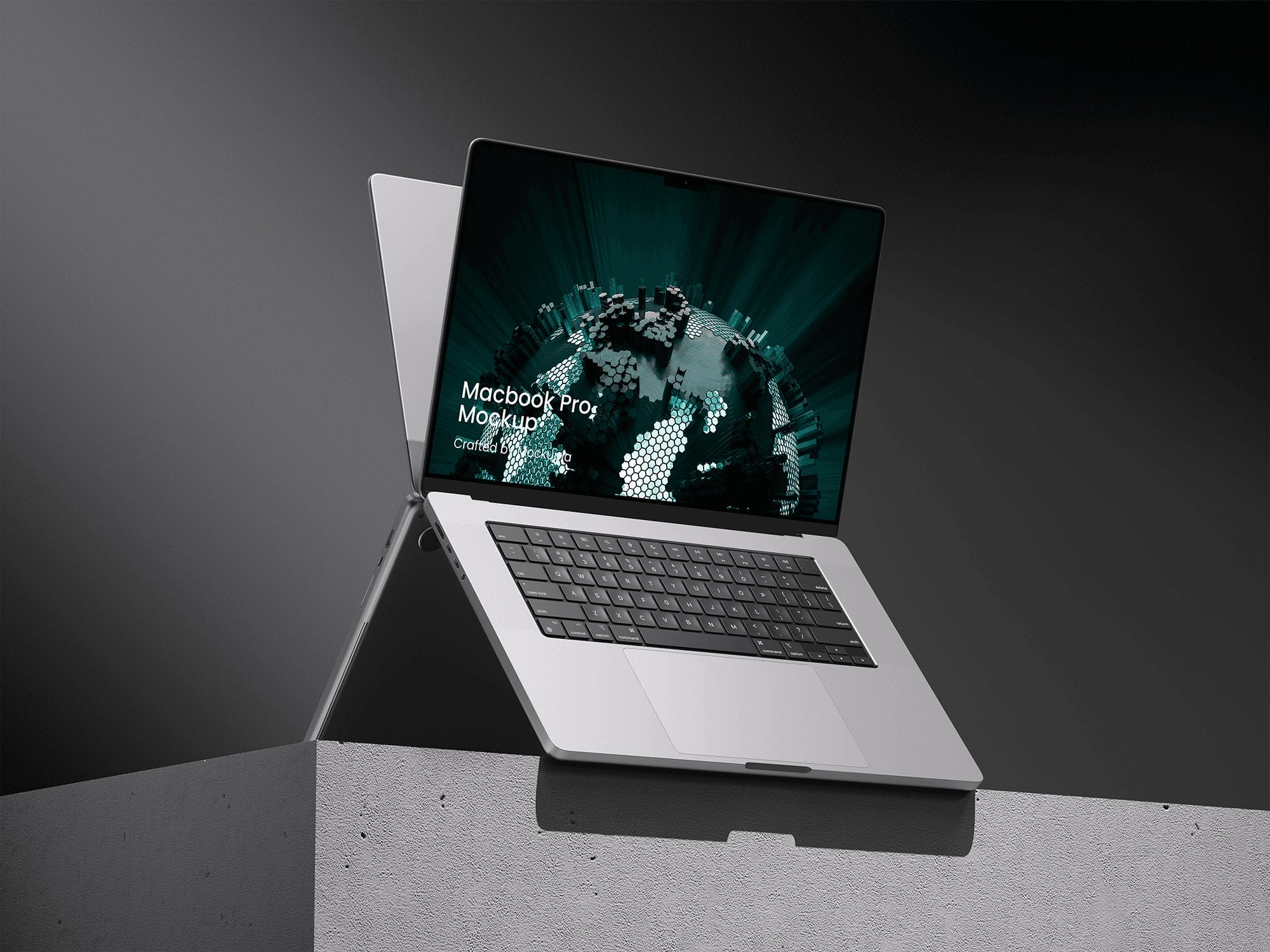 Prime – MacBook Pro Mockup – Left View Standing – Mockupia